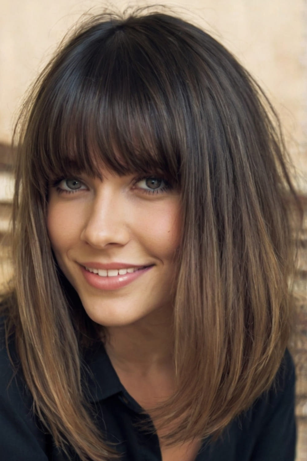 31 Medium Length Haircuts With Bangs: Transform Your Look! - Bangz Hair ...